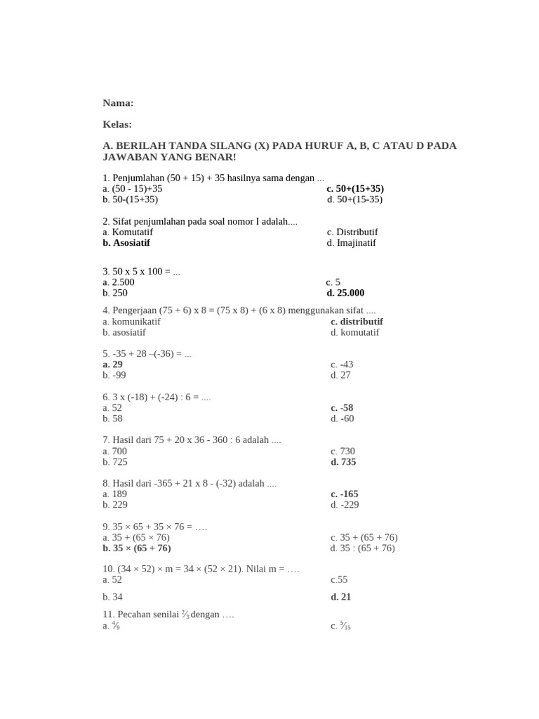 Soal MTK KLS 6 | PDF