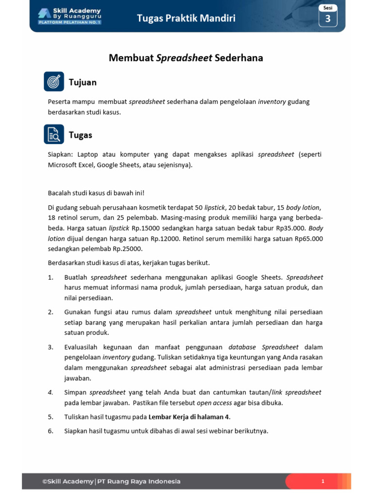 TPM 3 Spreadsheet Sederhana - Nur Latif Juliyanto | PDF