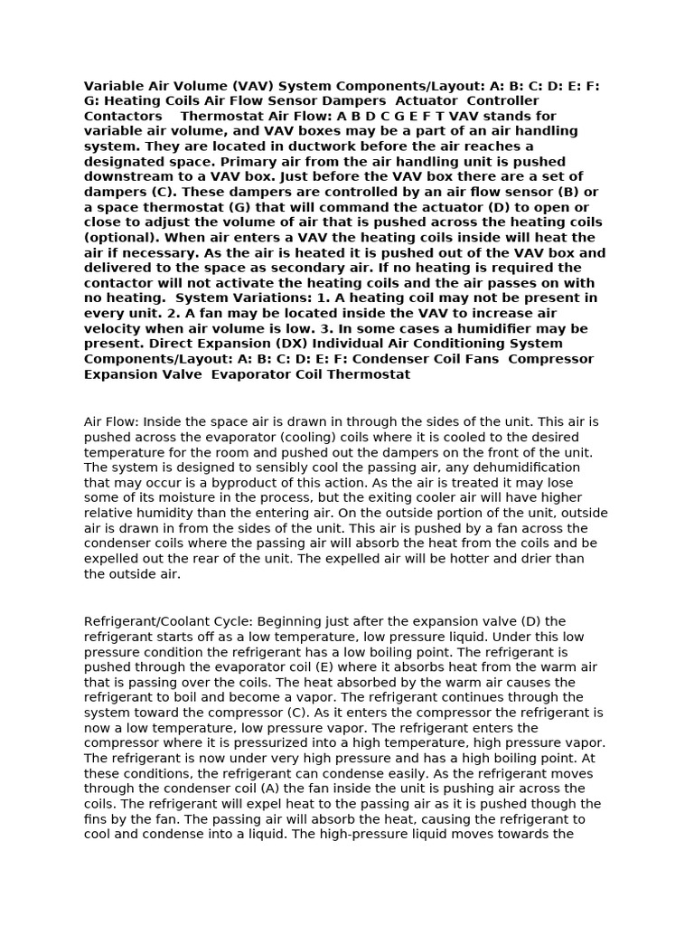Variable Air Volume (VAV) System | PDF