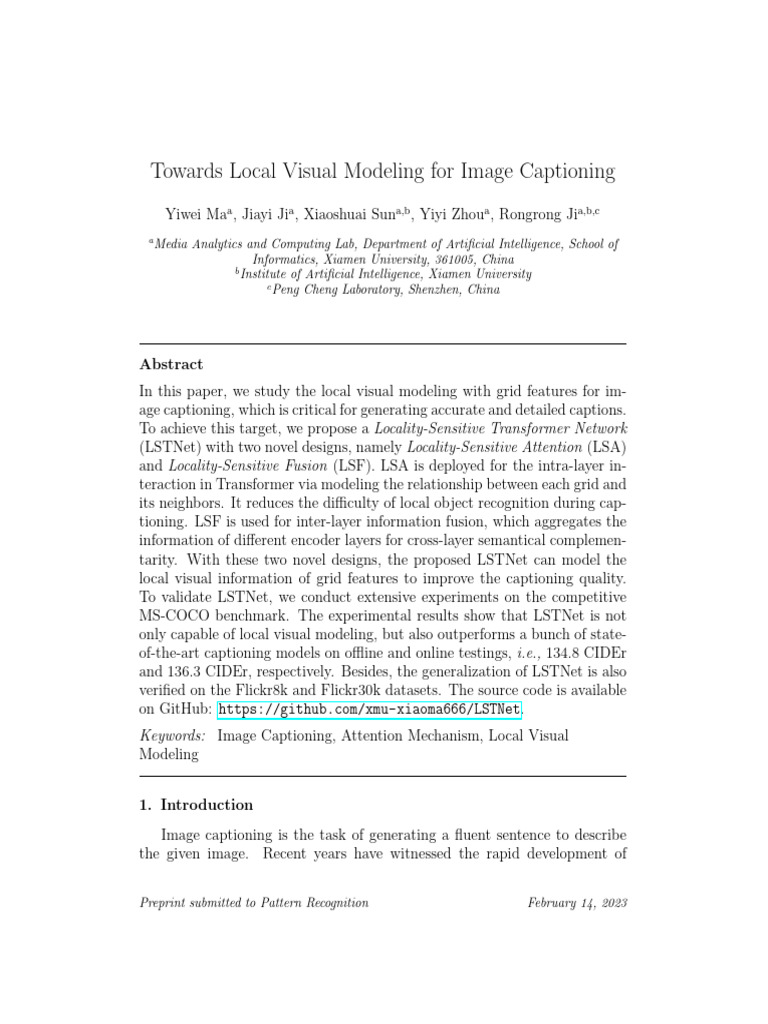 Towards Local Visual Modeling For Image Captioning | PDF