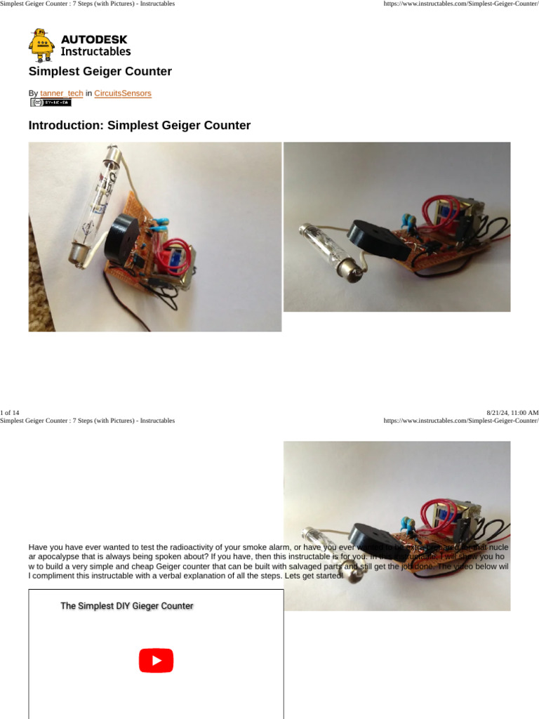 Simplest Geiger Counter - 7 Steps (With Pictures) - Instructables | PDF