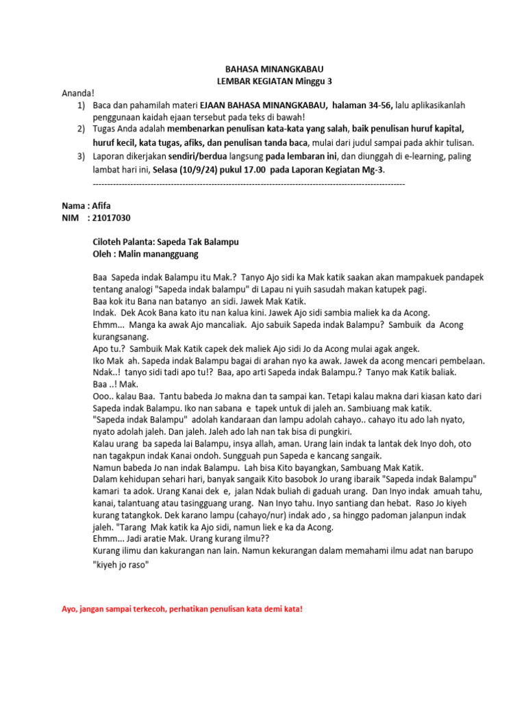 Afifa - Laporan Kegiatan Minggu 3 | PDF