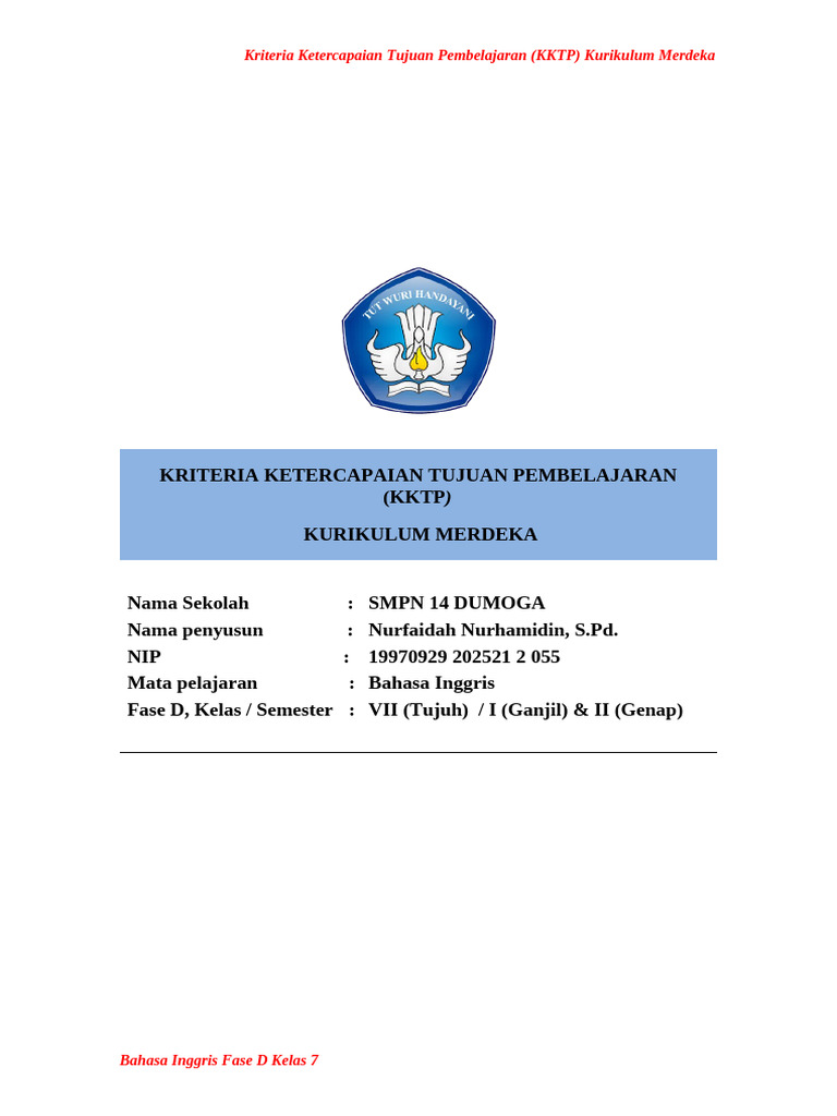 KKTP Kurikulum Merdeka Fix | PDF