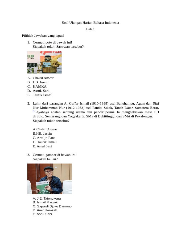 Soal Ulangan Harian Bahasa Indonesia Kls Xii Bab 1 2024 | PDF