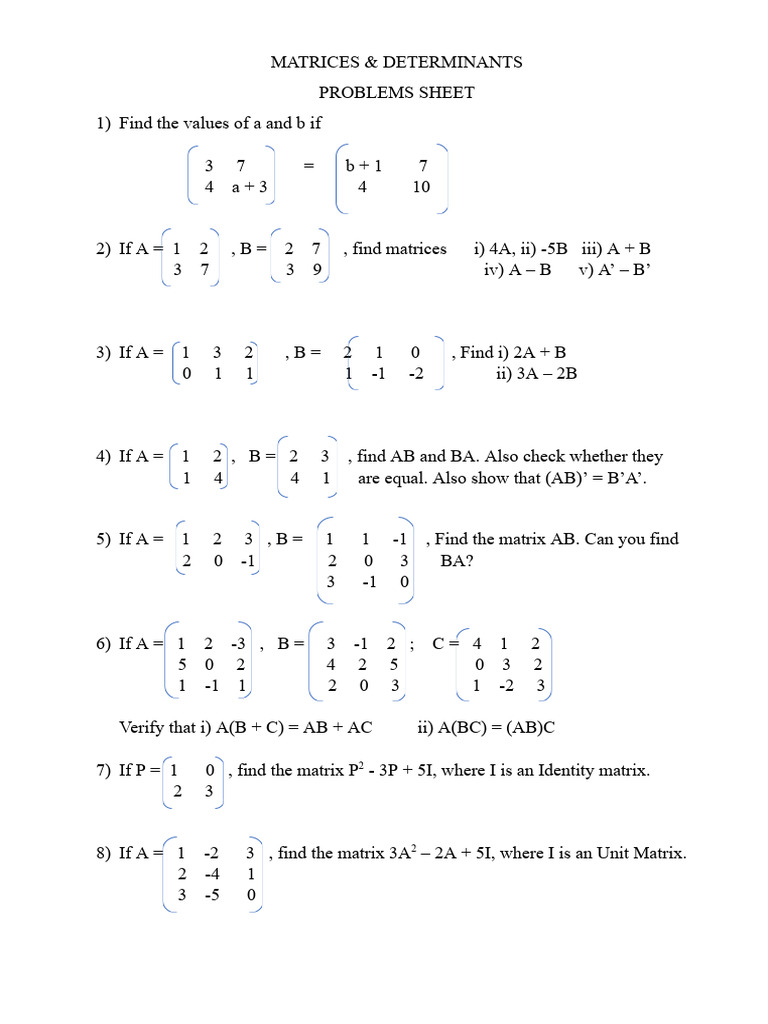 Matrices - Determinants | PDF Matrices - Determinants | PDF