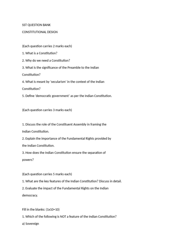 SST Question Bank | PDF