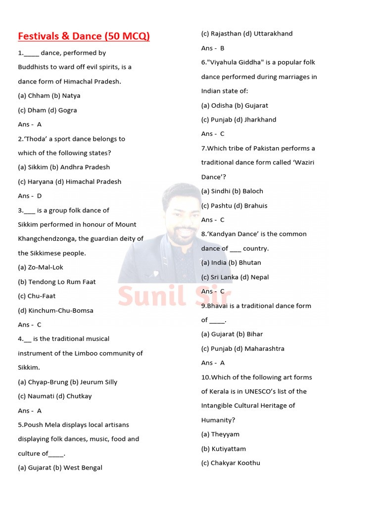 GK (50 MCQ) - Festivals & Dance | PDF