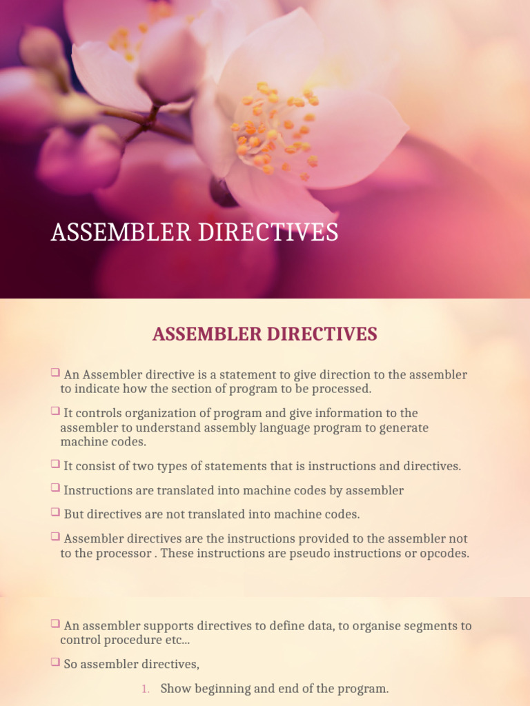 8086 Assembler Directives | PDF 8086 Assembler Directives | PDF