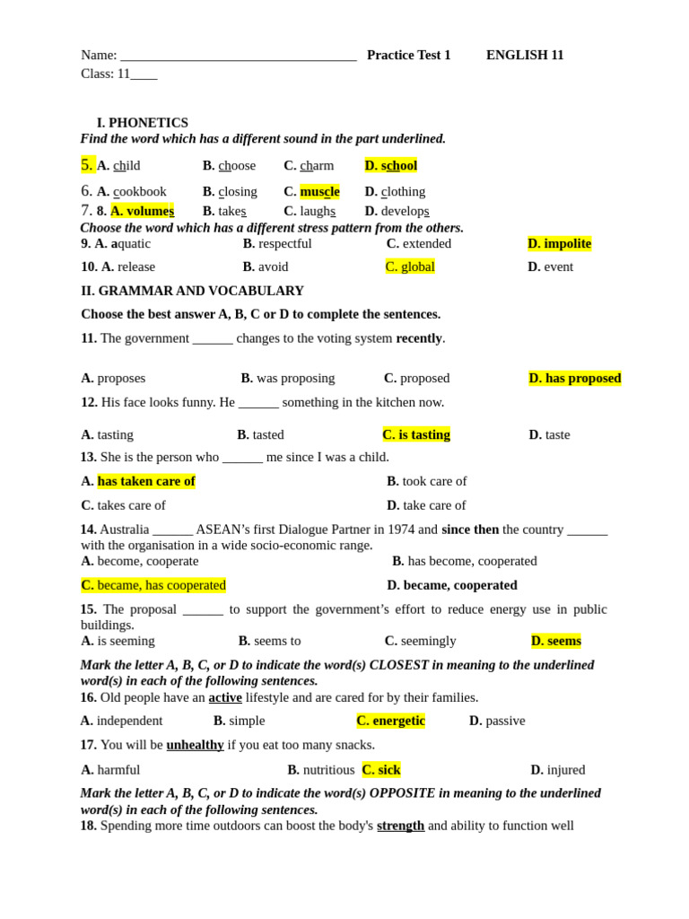 Practice Test 1 English 11 | PDF