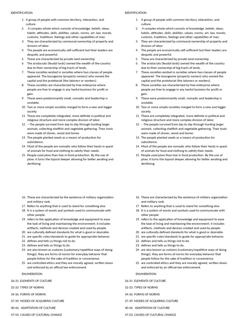 First Long Quiz-Concept of Society and Culture | PDF First Long Quiz-Concept of Society and Culture | PDF