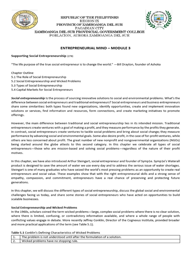 Entrep Mind Module 3 | PDF