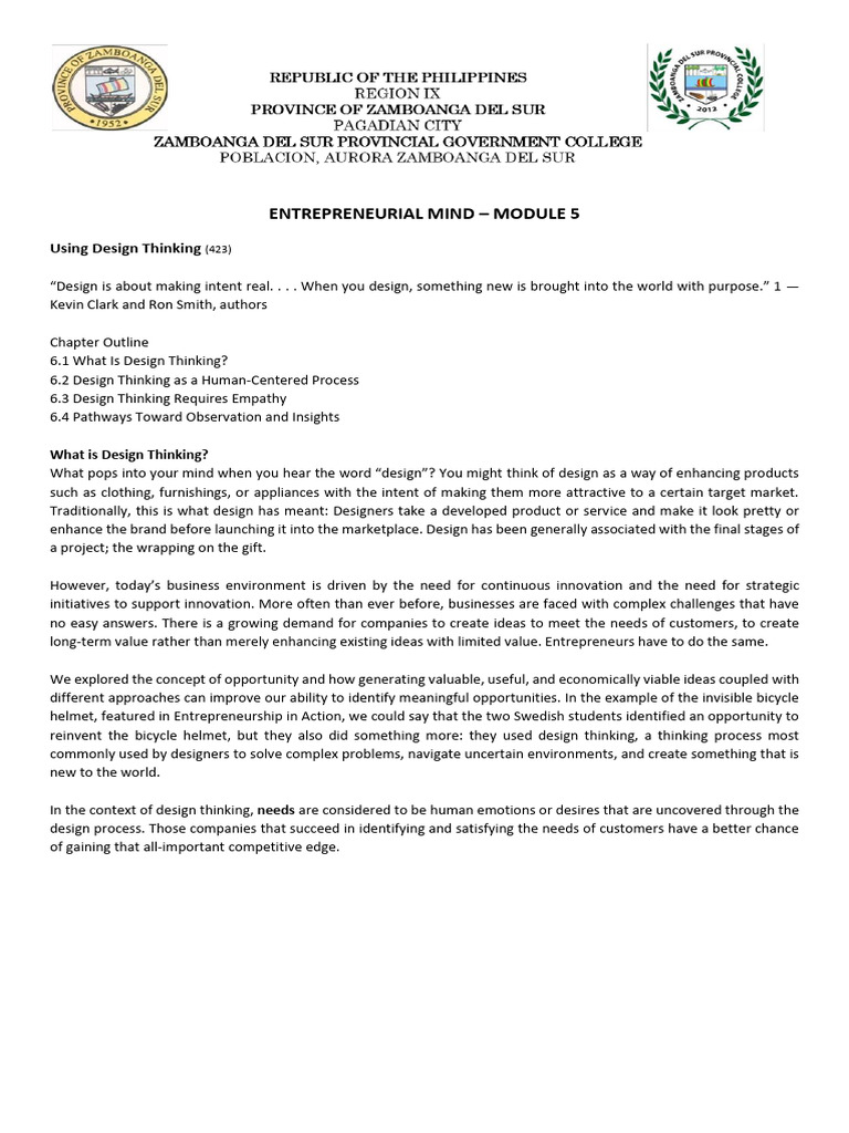 Entrep Mind Module 5 | PDF