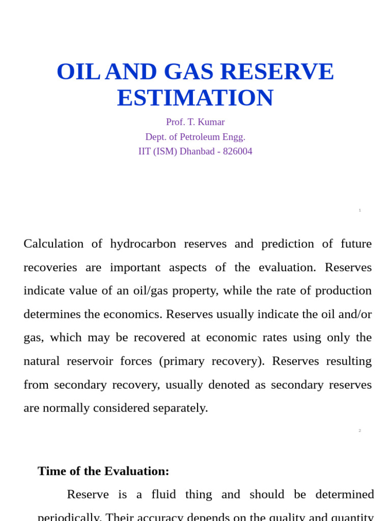 8b - Oil and Gas Reserve Estimation | PDF