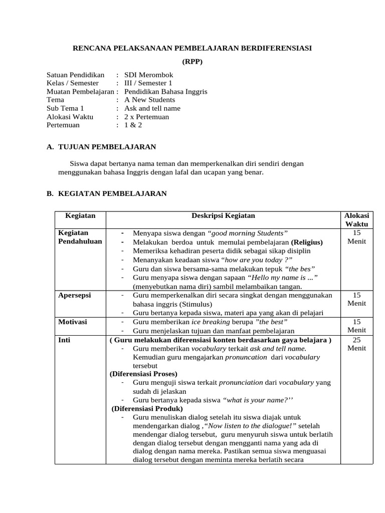 Class - 3 - Smter 1 - Tema 1 | PDF | Career & Growth | Language Arts & Discipline