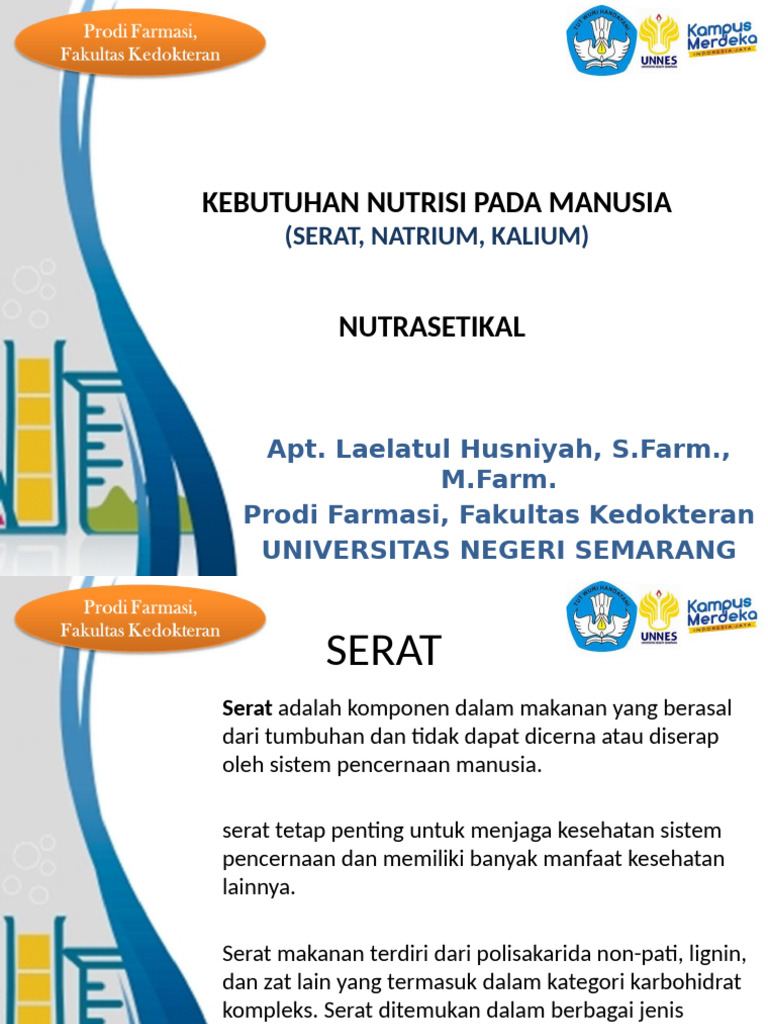 Kebutuhan Nutrisi (Serat, Natrium, Kalium) | PDF