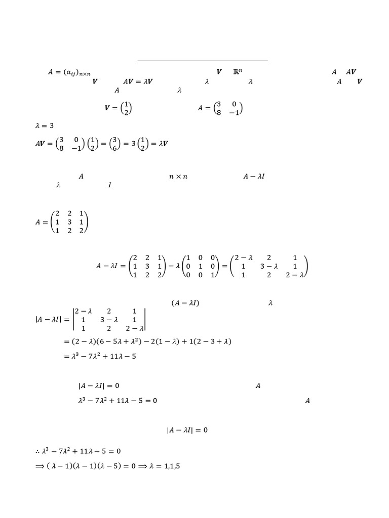 1.eigenvalues, Eigenvectors and Vector Space - Summer 23-24 | PDF