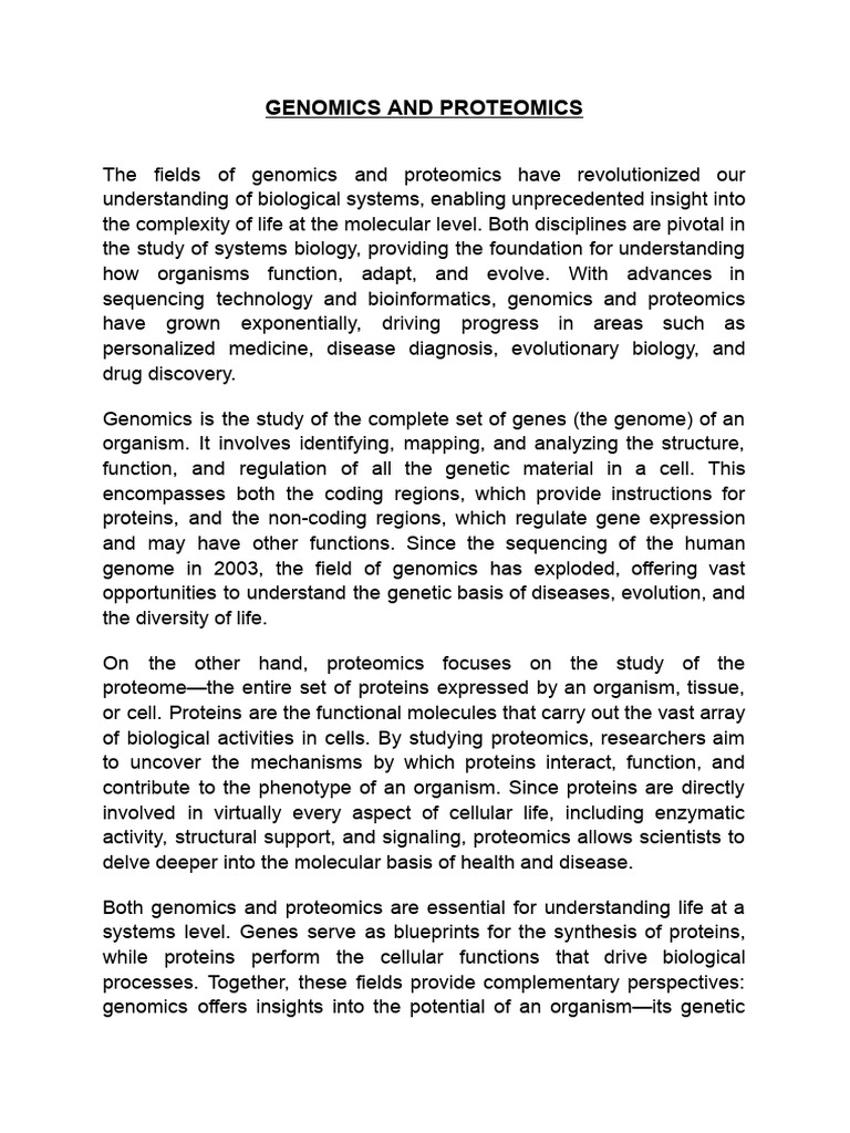 Genomics and Proteomics | PDF