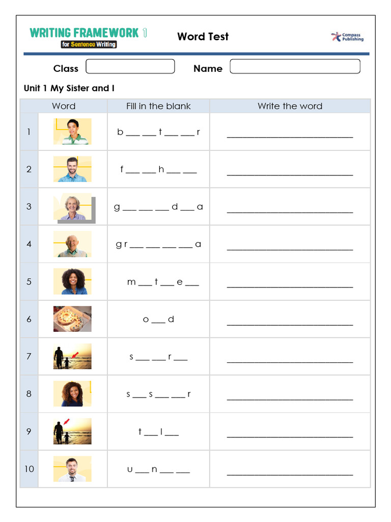 Writing Framework - For Sentence Writing 1 - Word Test | PDF