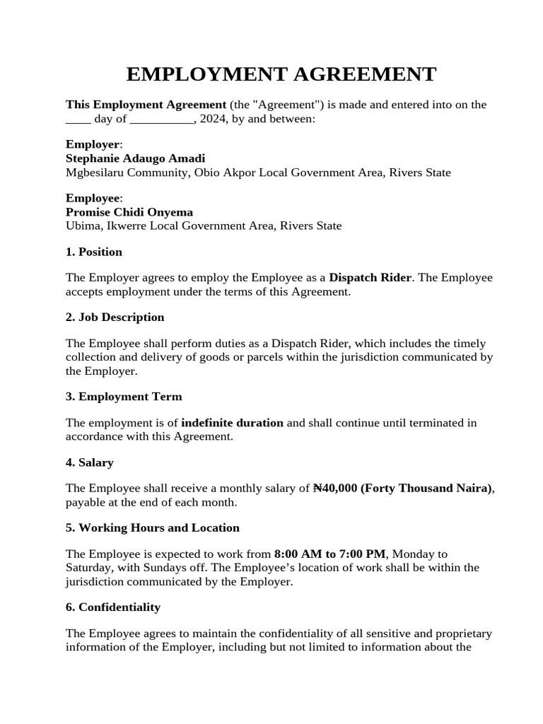 Employment Agreement | PDF