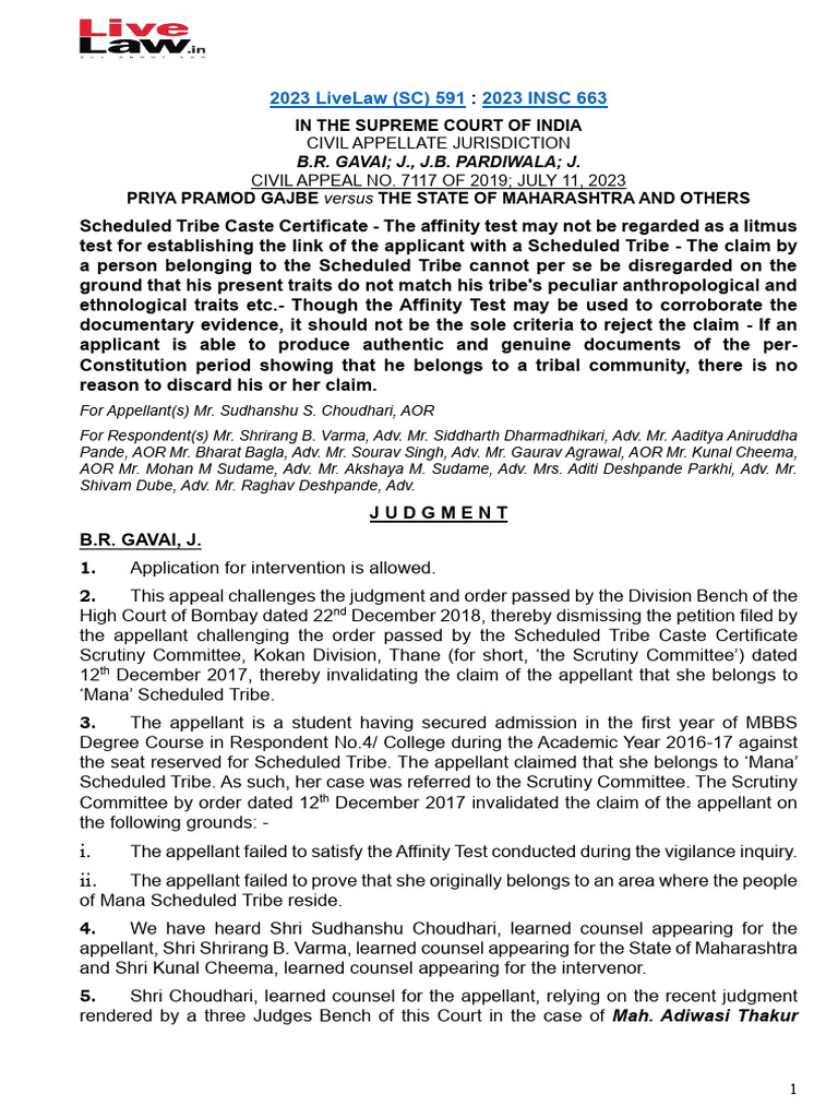 591 Priya Pramod Gajbe V State of Maharashtra 11 Jul 2023 484842 | PDF