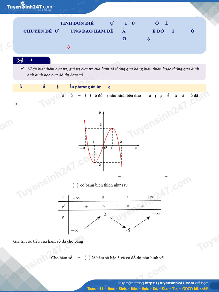 De Thi BTVN Tinh Don Dieu Va Cuc Tri Cua Ham So p2 1715583525 | PDF