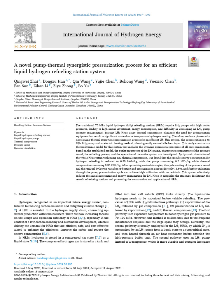 A Novel Pump-Thermal Synergistic Pressurization Process For An ...