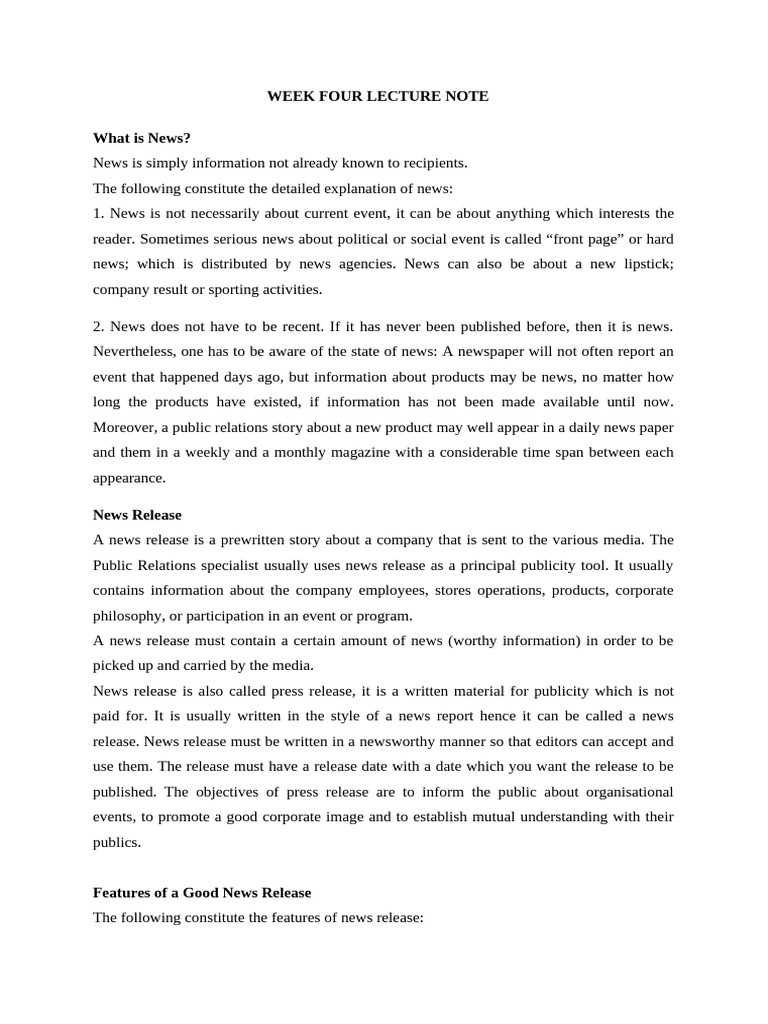 Week Four Lecture Note | PDF