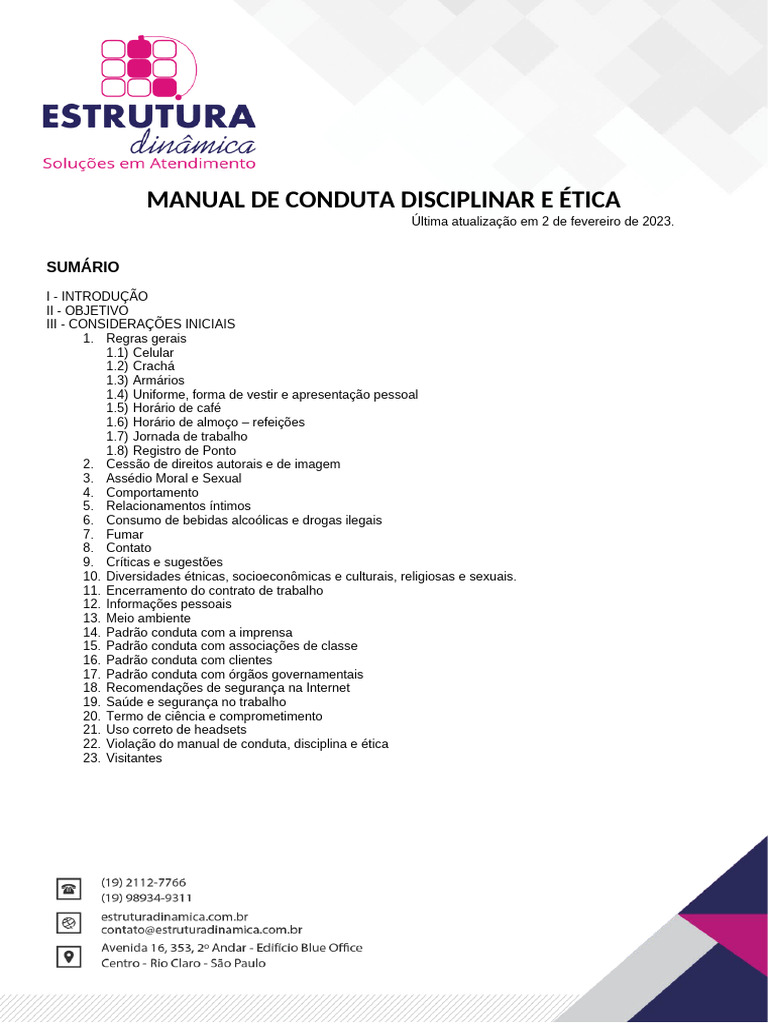 Manual de Conduta | PDF