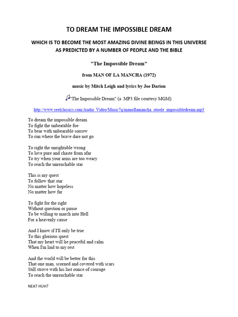 Dream The Impossible Dream | PDF