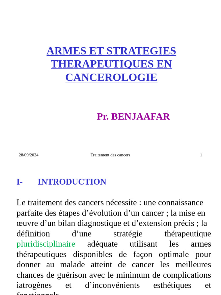 3 Armes Et Strategies Therapeutiques en Cancerologie | PDF