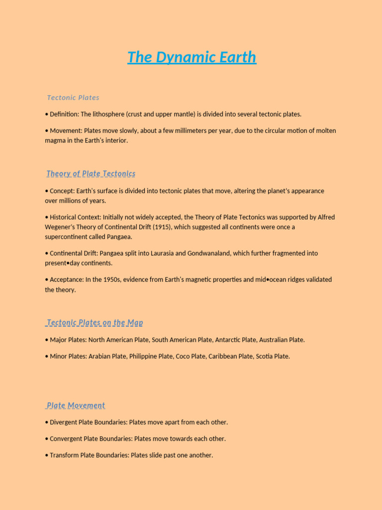 The Dynamic Earth Notes | PDF