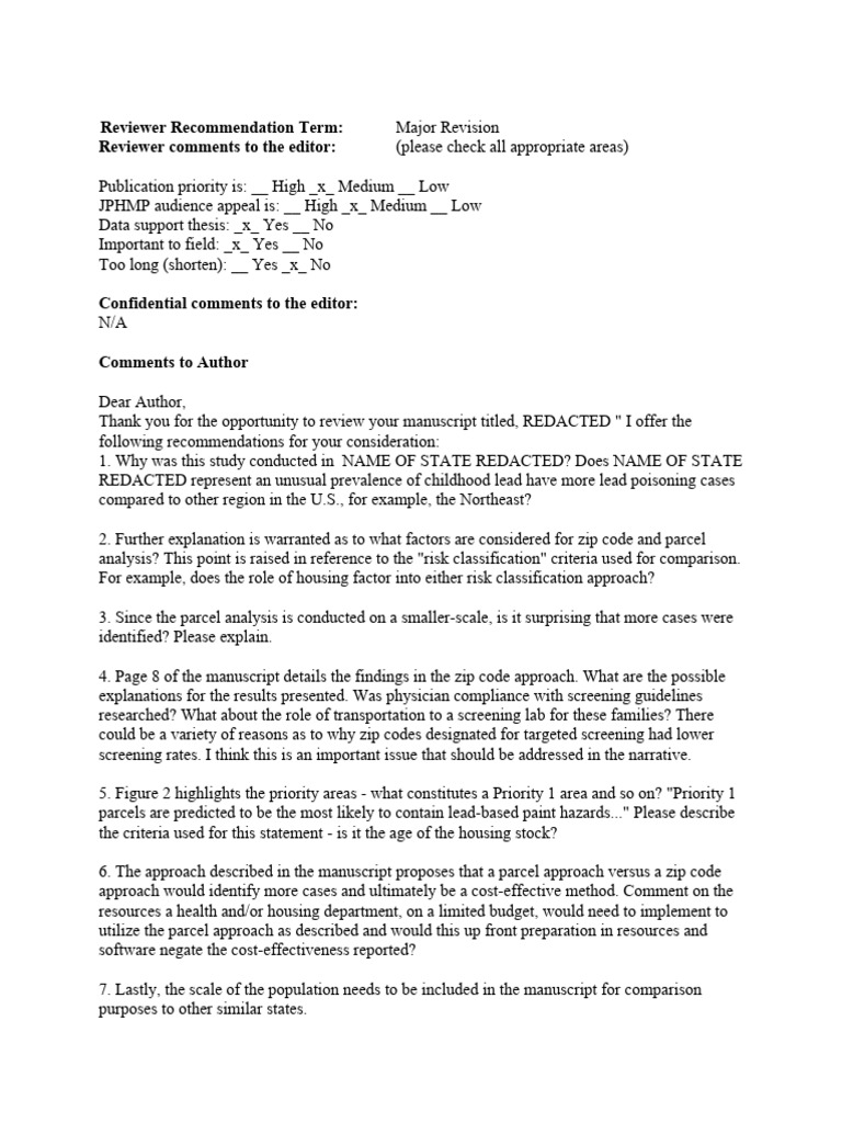 Sample Reviewer Comments The | PDF