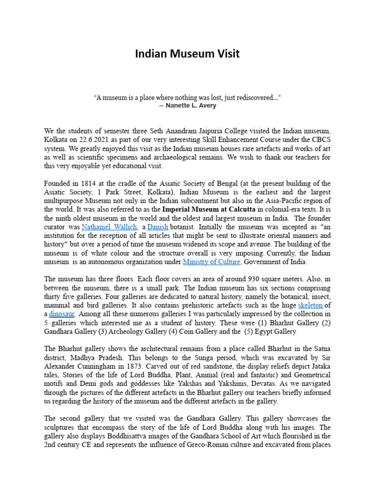 Indian Museum Report | PDF