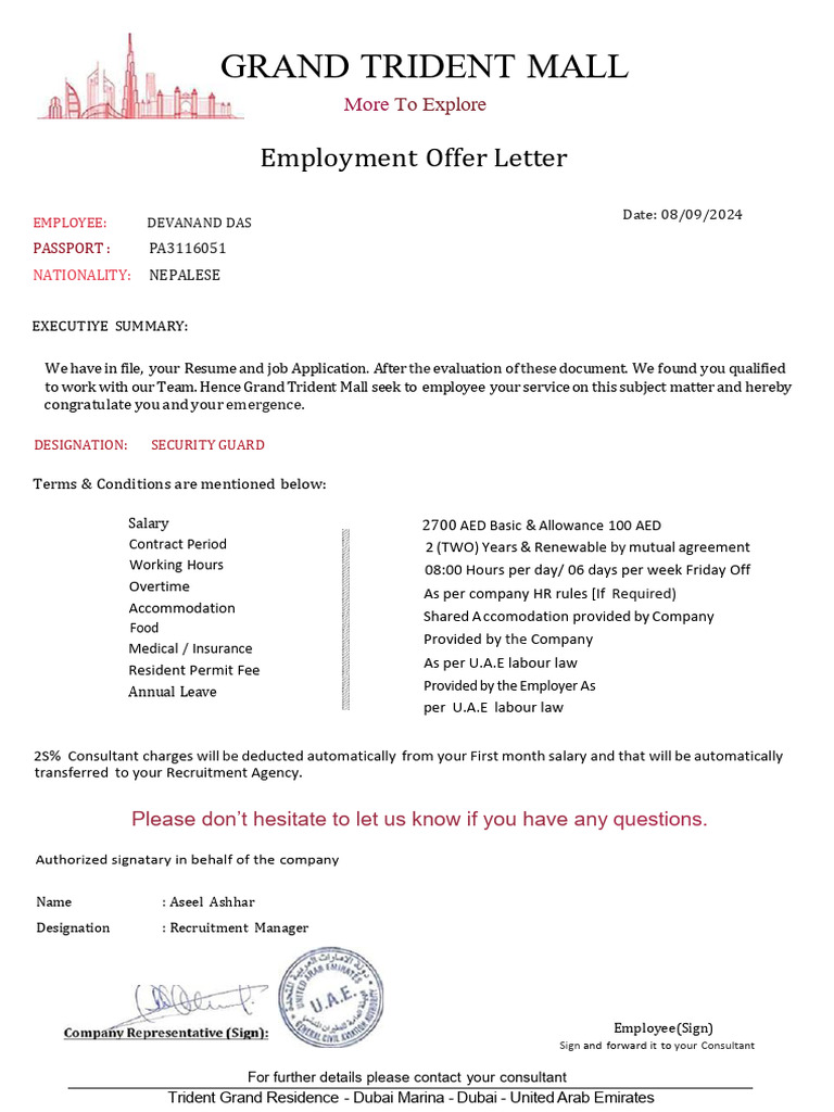 Devanand Das Offer Letter | PDF