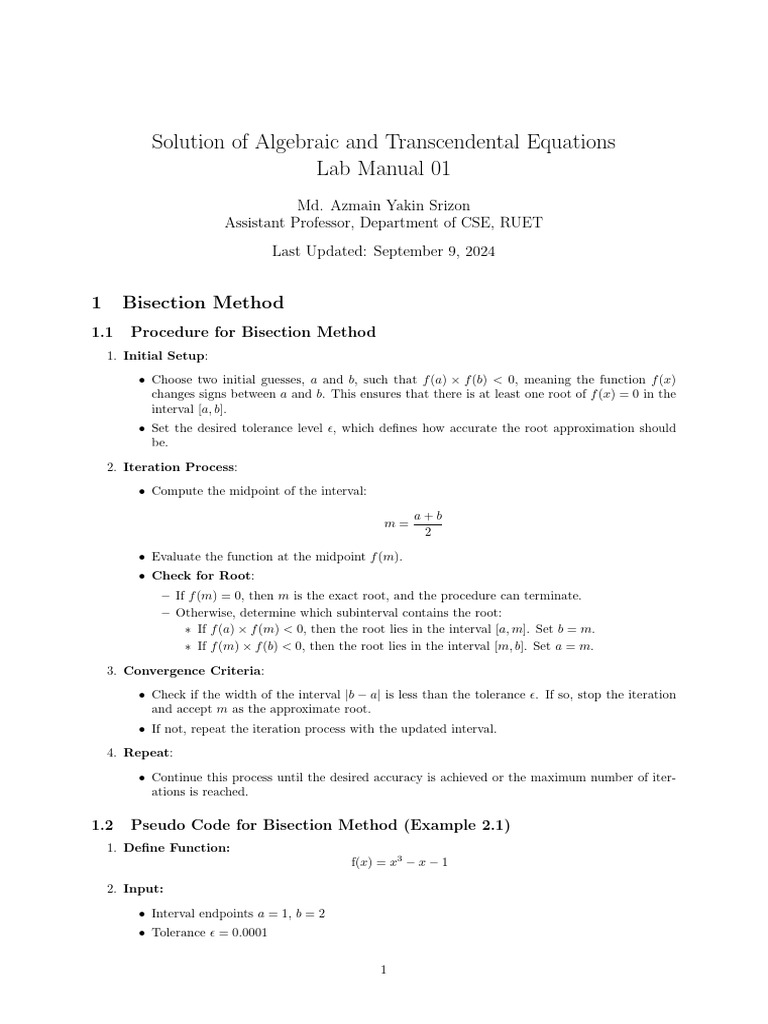 Numerical Methods Lab 01 | PDF