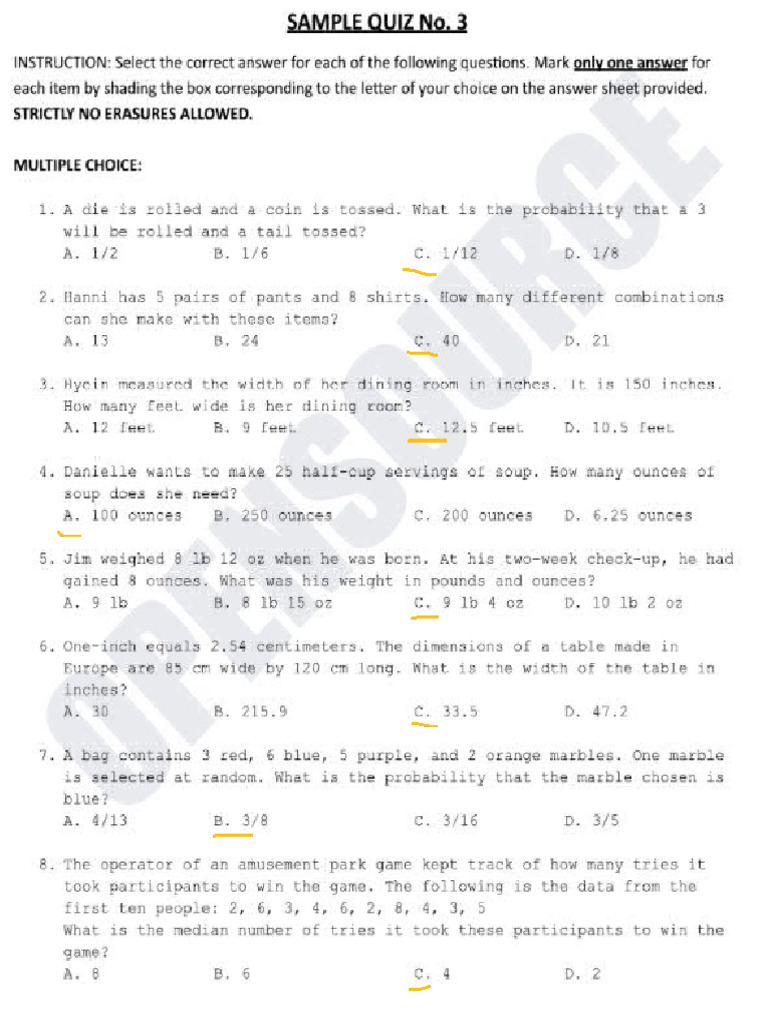 Sample Quiz | PDF