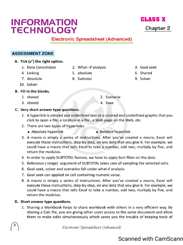 Computer - Unit 2 Electronic Spreadsheet | PDF