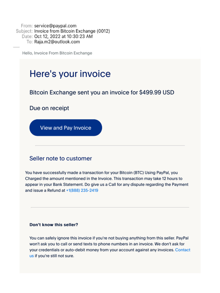 Invoice From Bitcoin Exchange | PDF