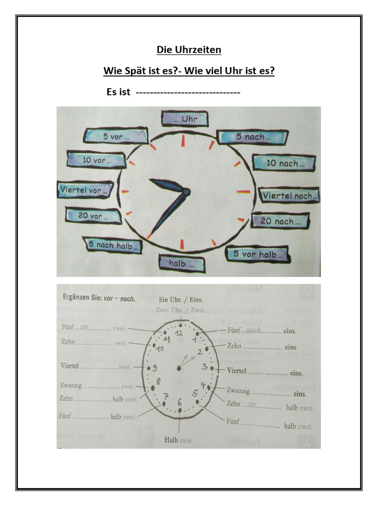 Die Uhrzeiten Wie Viel Uhr Ist Es? - Wie Spät Ist Es? Es Ist | PDF
