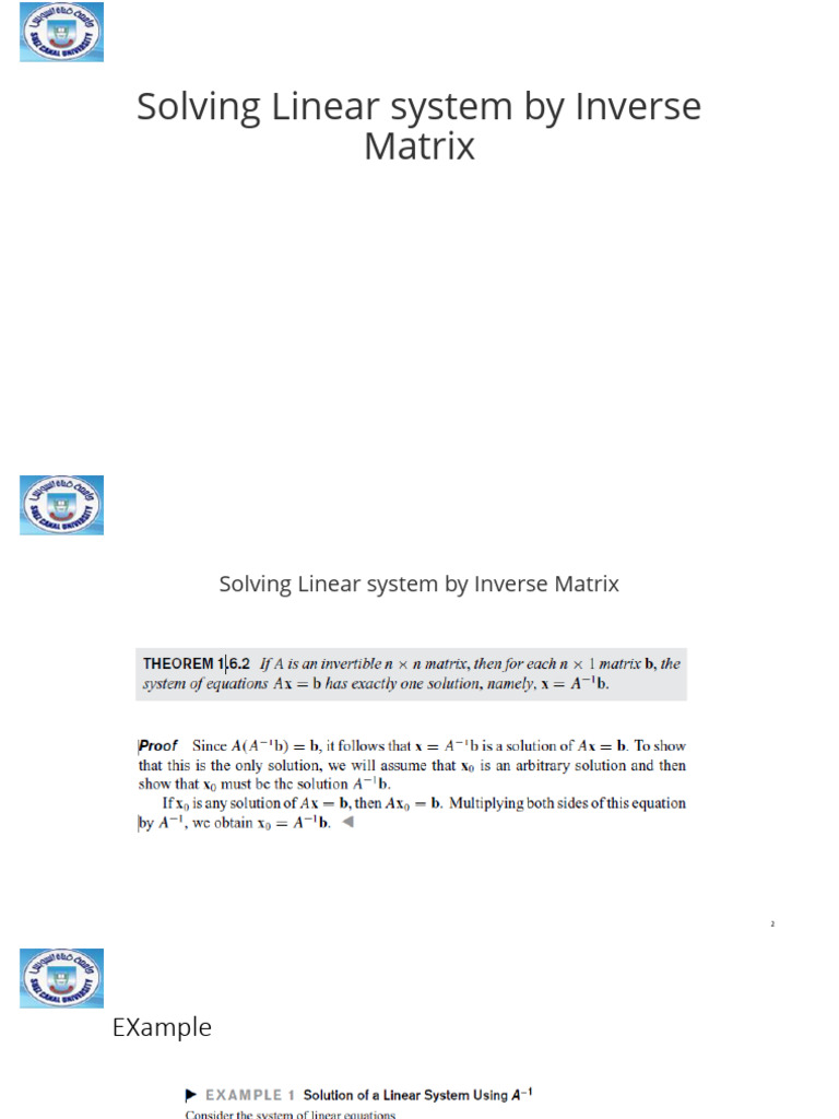 Lecture - 5 - Solving Linear System by Inverse Matrix | PDF