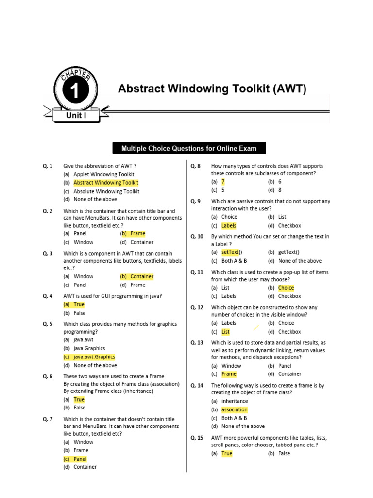 Unit I-Abstract Window Toolkit | PDF