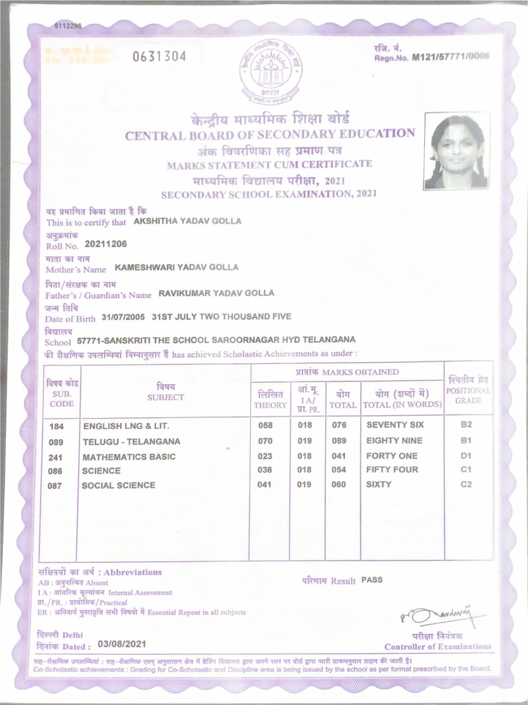 10th Certificate | PDF
