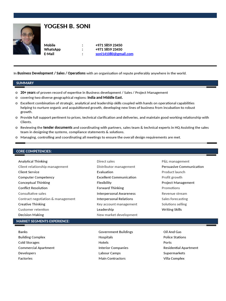Resume at Yogesh B. Soni BDM | PDF