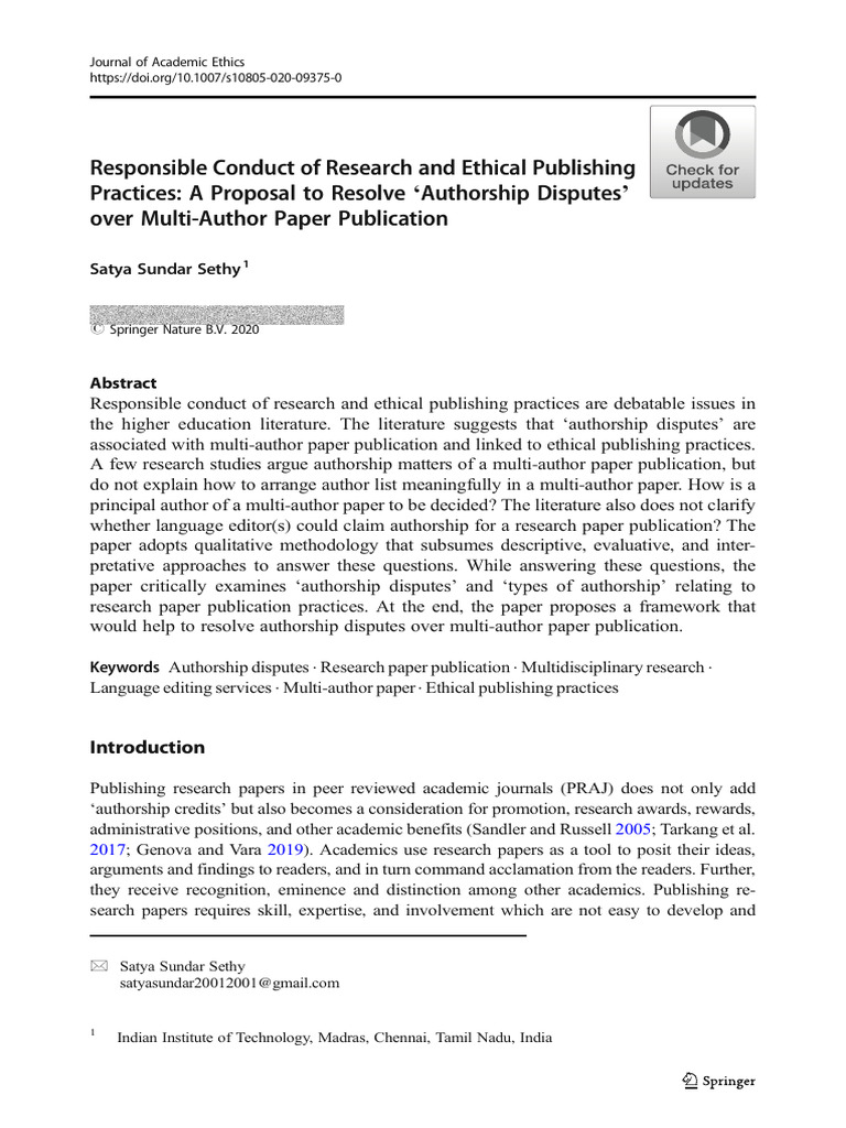 Responsible Conduct of Research | PDF