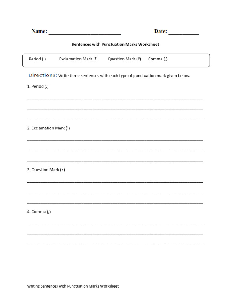 Sentences With Punctuation Marks Worksheet | PDF