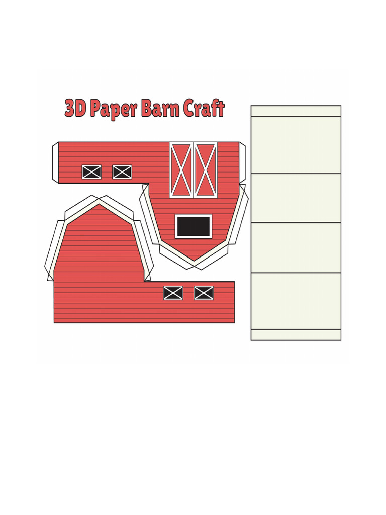 Printable 3d Paper Barn Craft For Kids 100n - 12257.jpg | PDF