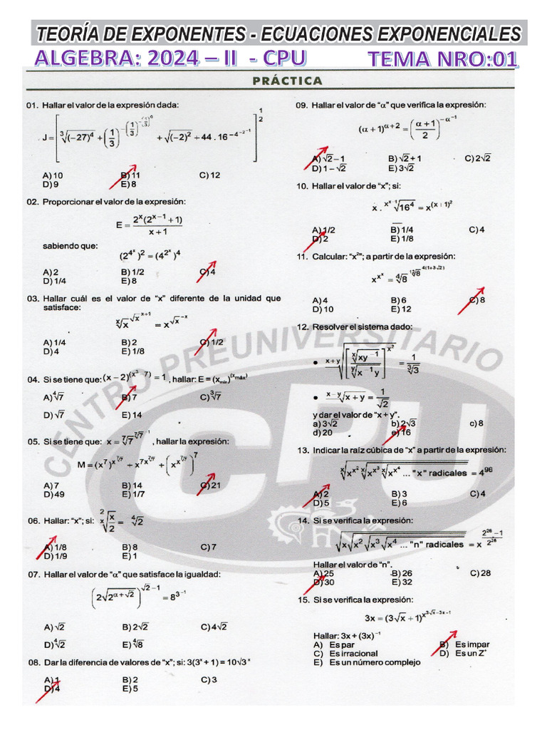 SOLUCIONARIO ALGEBRA - 2024 - II - CPU - SETIEMBRE - DICIEMBRE ...