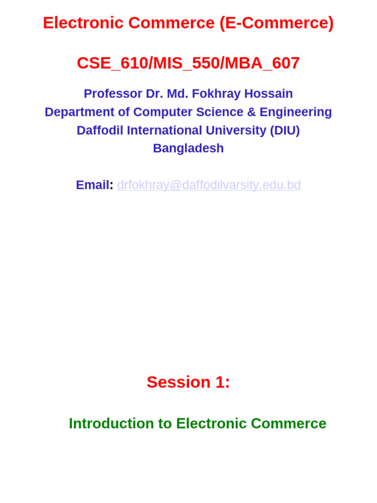 Session - 01 - Introduction To E-Commmerce Fundamentals - New | PDF