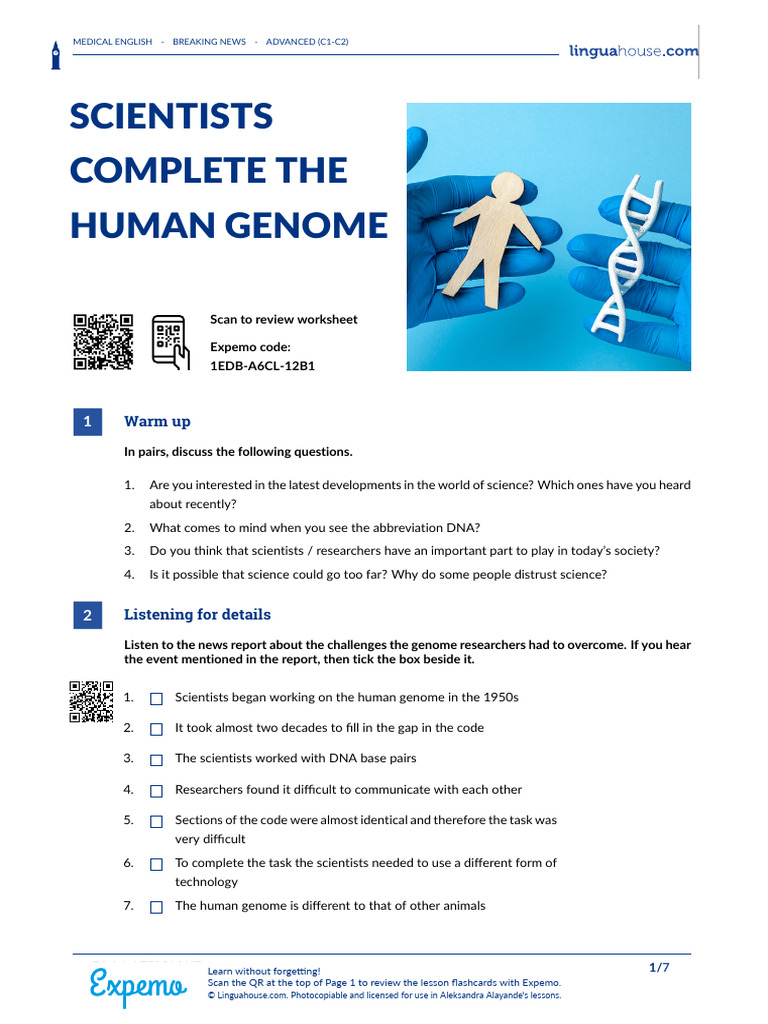 Scientists Complete The Human Genome British English Student | PDF