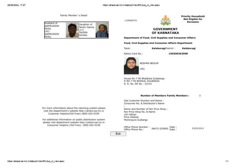 Reshma Begum Ration | PDF